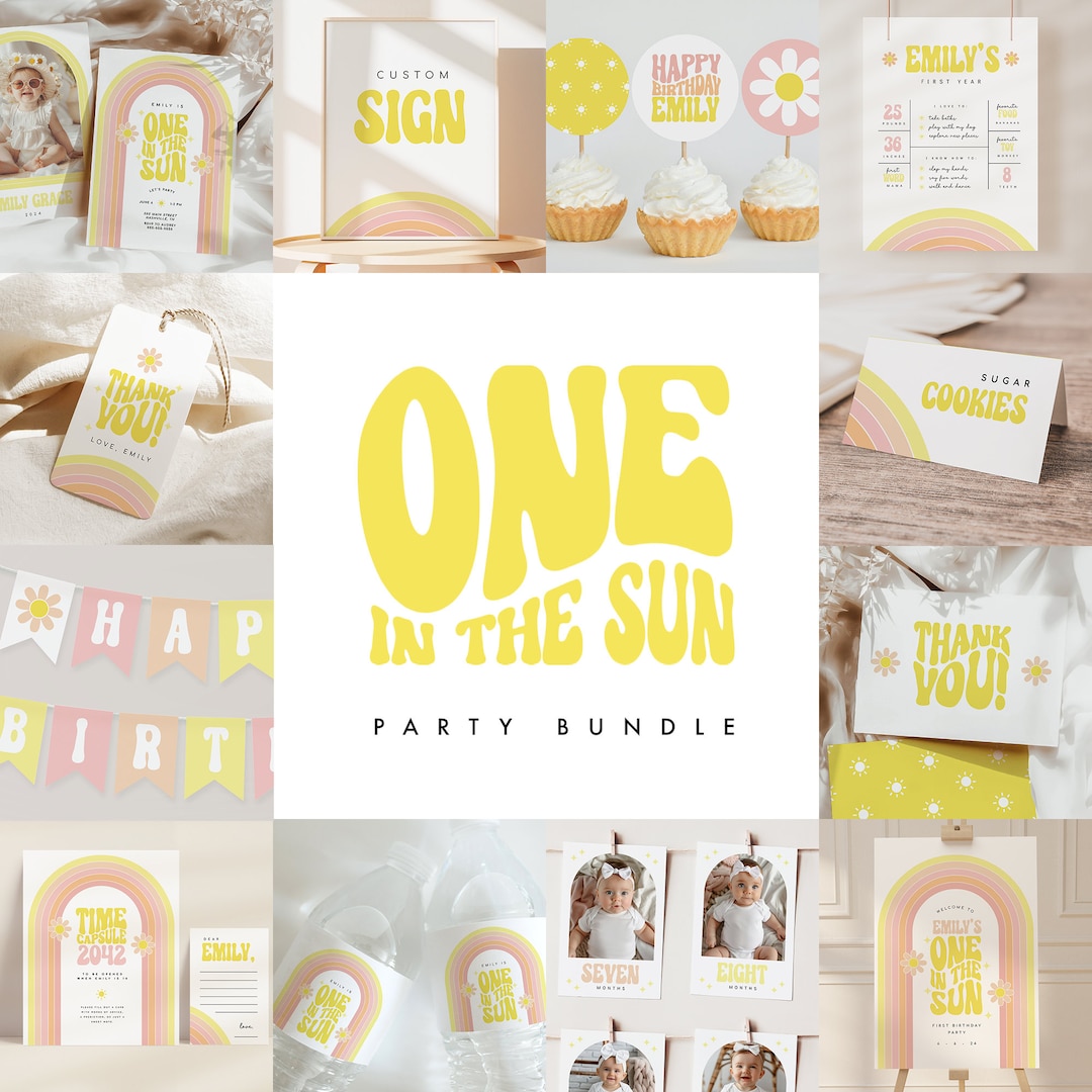 One in the Sun First Birthday Bundle - Templates - Party Package - Etsy