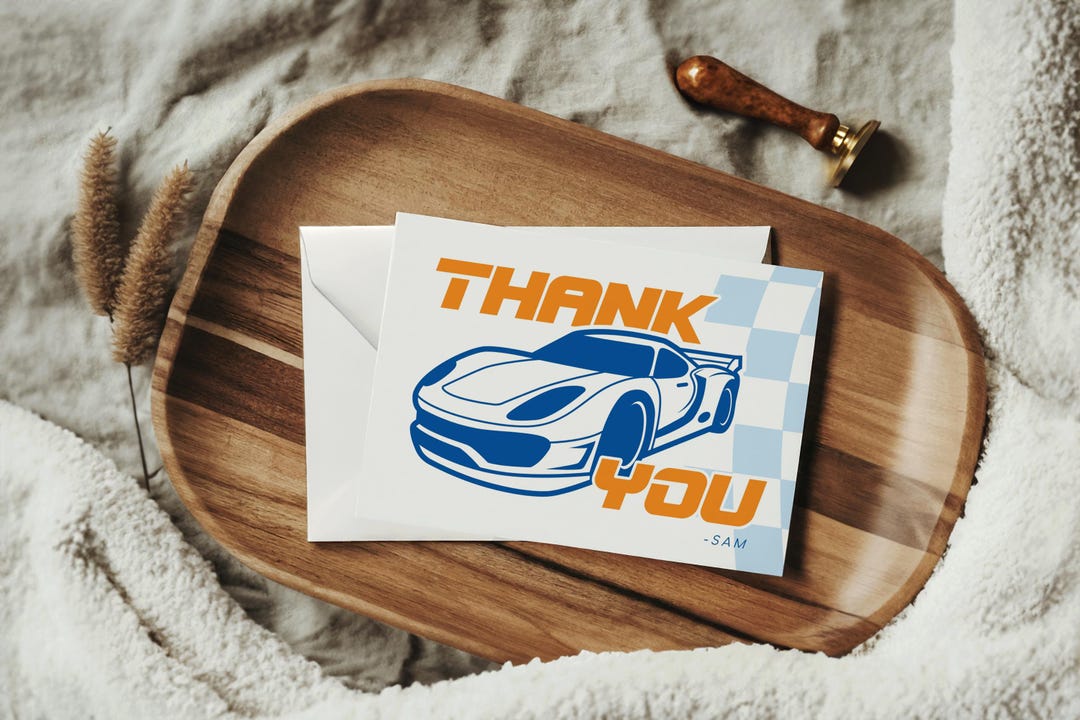 Race Car Thank You Card - Etsy
