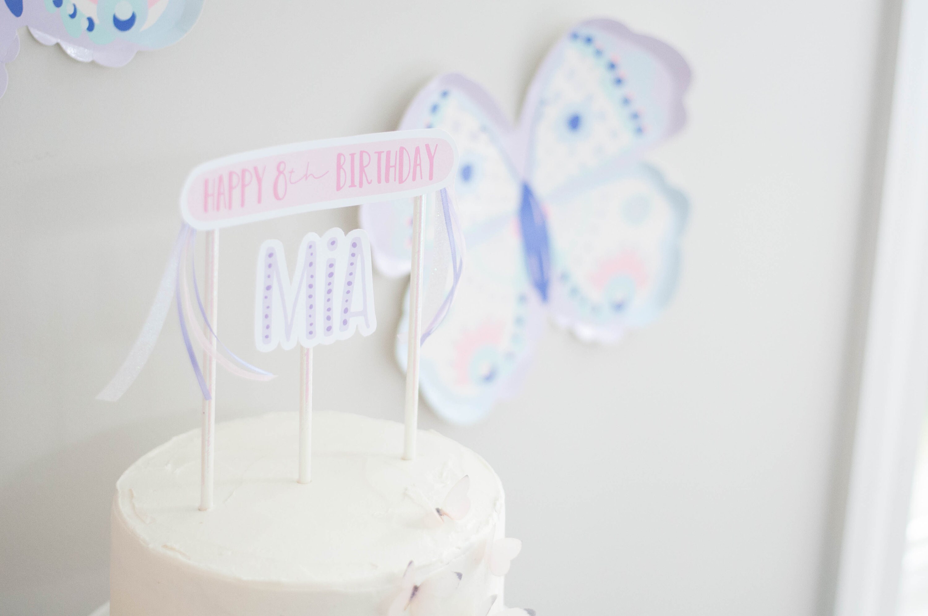 Printable Cake Topper Butterfly Party Flutter on over | Etsy