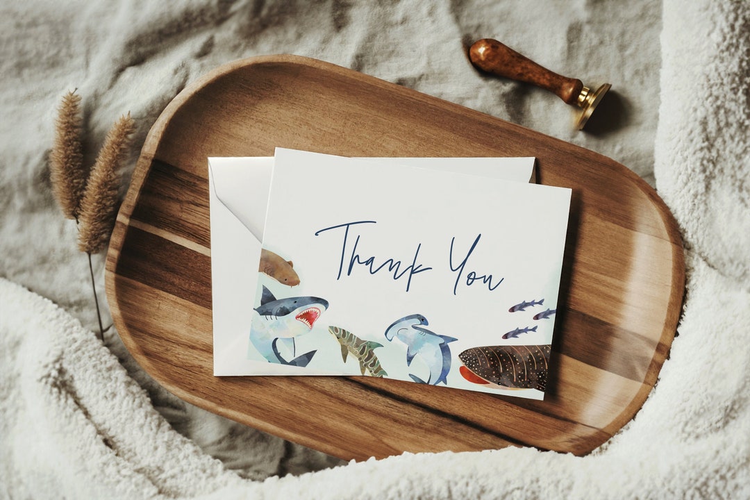 Shark Thank You Card - Shark Infested - Jawsome - Template - First ...
