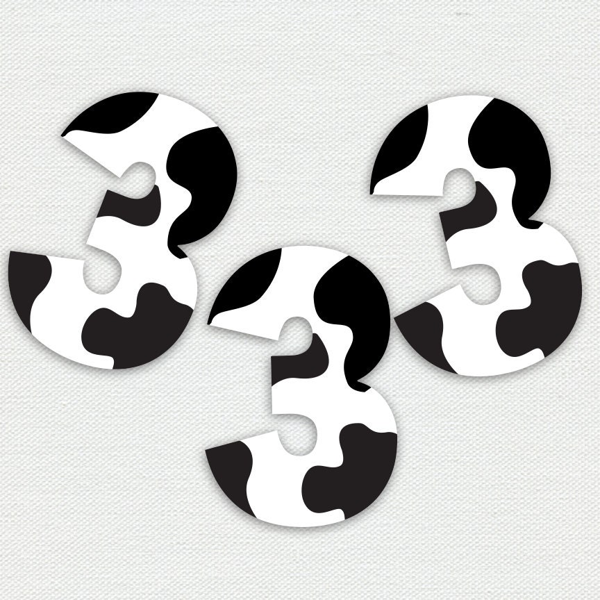 Printable Cupcake Toppers Cow Print Number Three Farm - Etsy