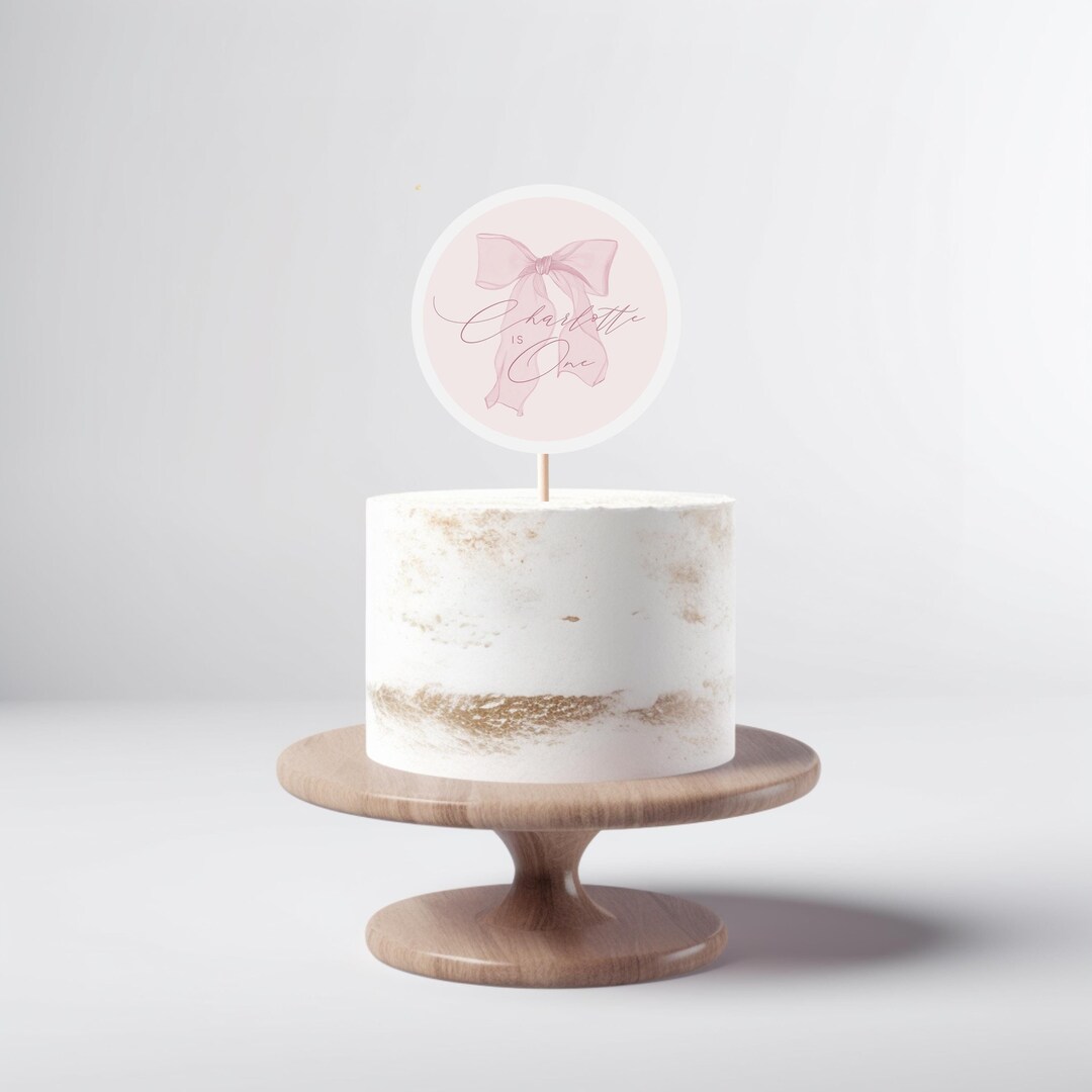 Pink Bow Cake Topper - Editable Template - Instant Download - Etsy