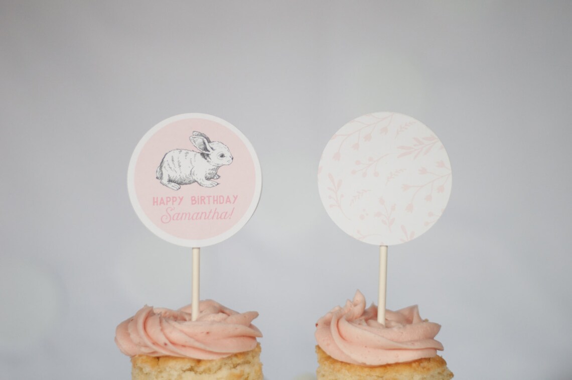 Printable Bunny Cupcake Toppers Party Circles Tags - Etsy