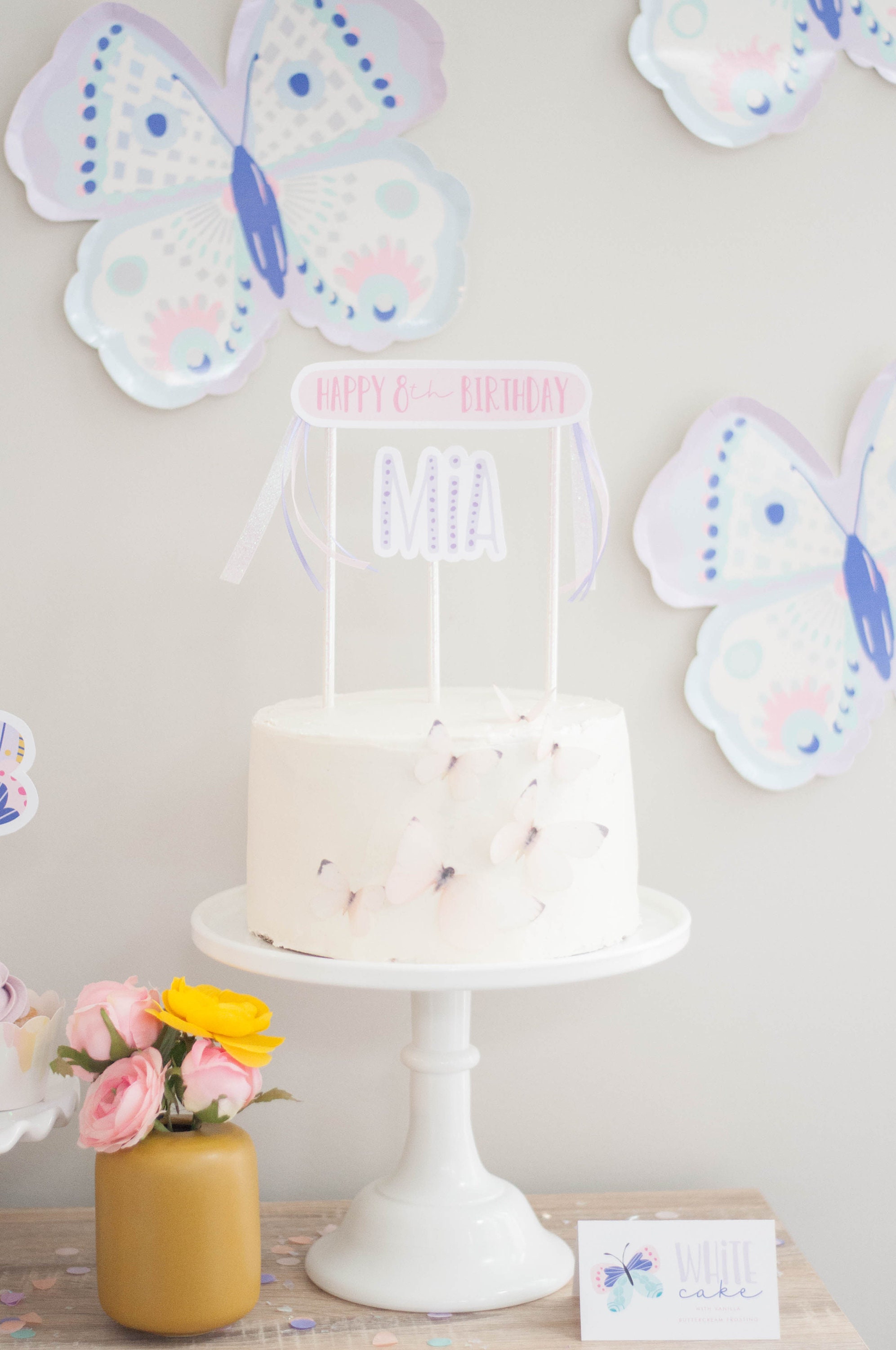 Printable Cake Topper Butterfly Party Flutter on over | Etsy