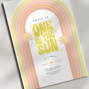 One in the Sun Birthday Invitation - Template - First Birthday - Etsy