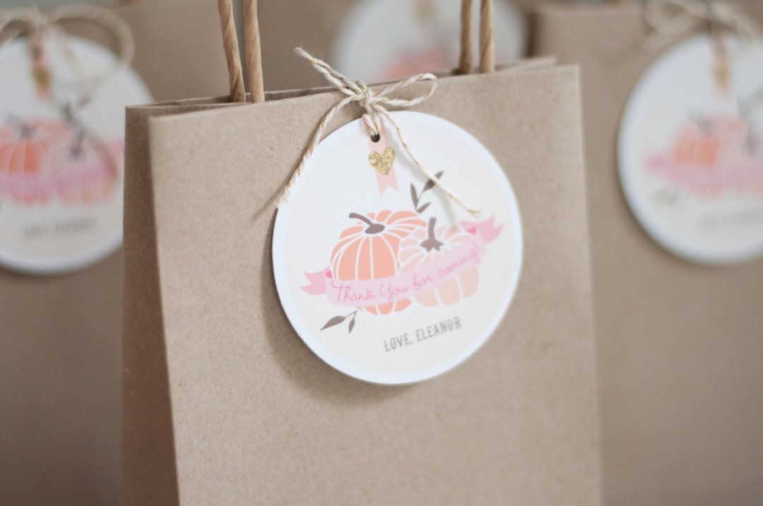 Printable Favor Tag - Our Little Pumpkin - Pink and Gold - Etsy