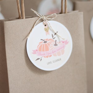 Printable Favor Tag - Our Little Pumpkin - Pink and Gold - Etsy