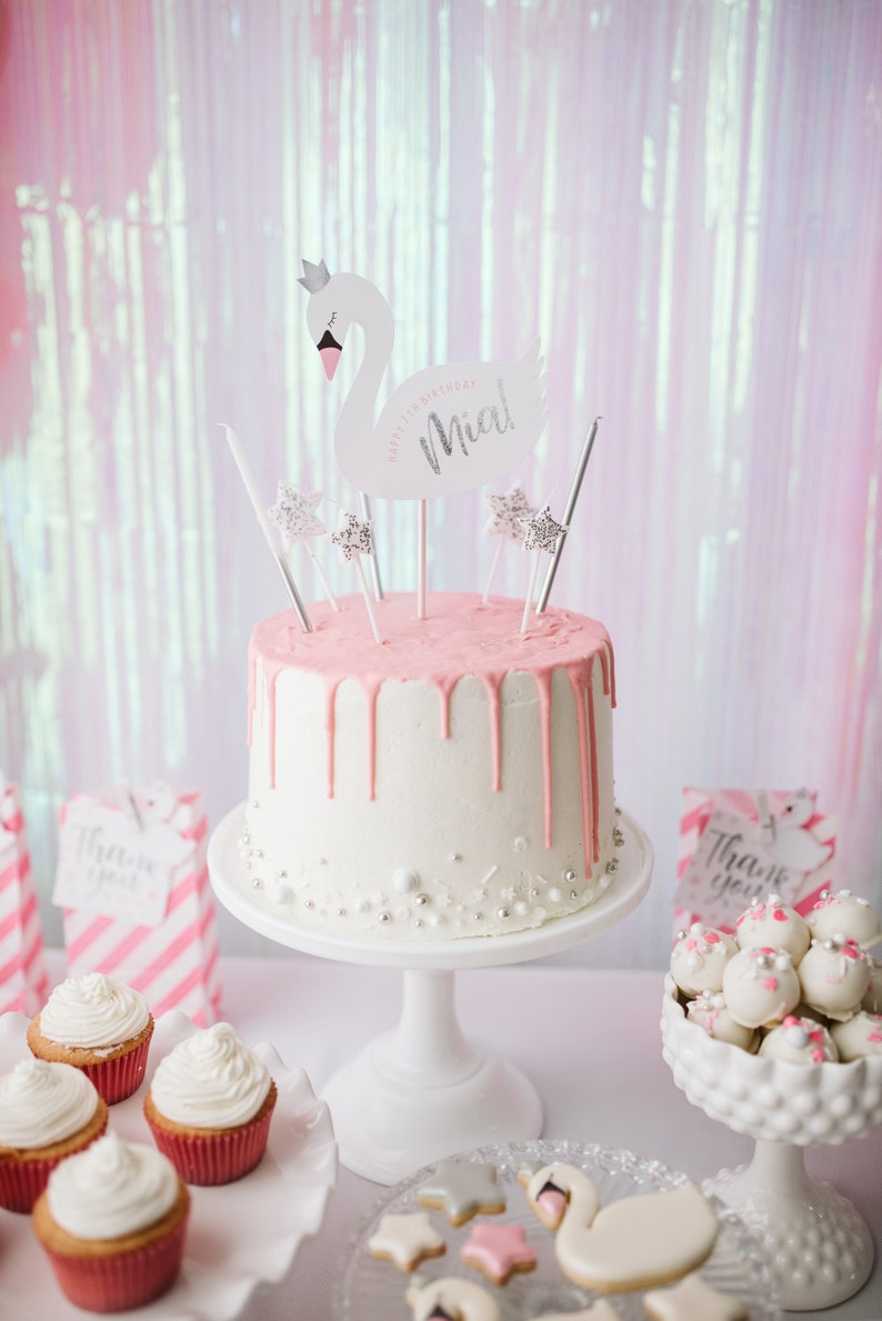 Printable Swan Cake Topper - Swan Lake Party - Etsy