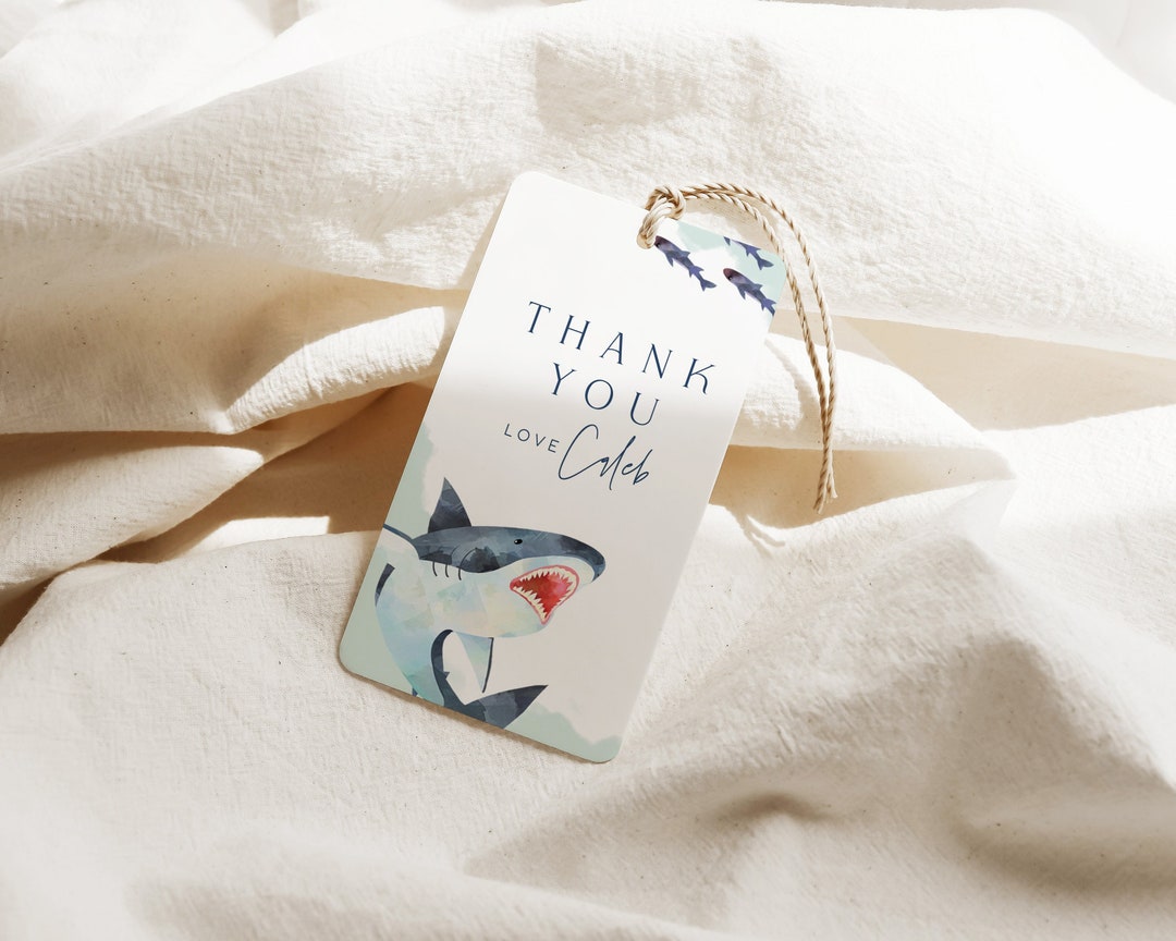 Shark Favor Tag - Shark Infested - Jawsome - Template - First Birthday ...