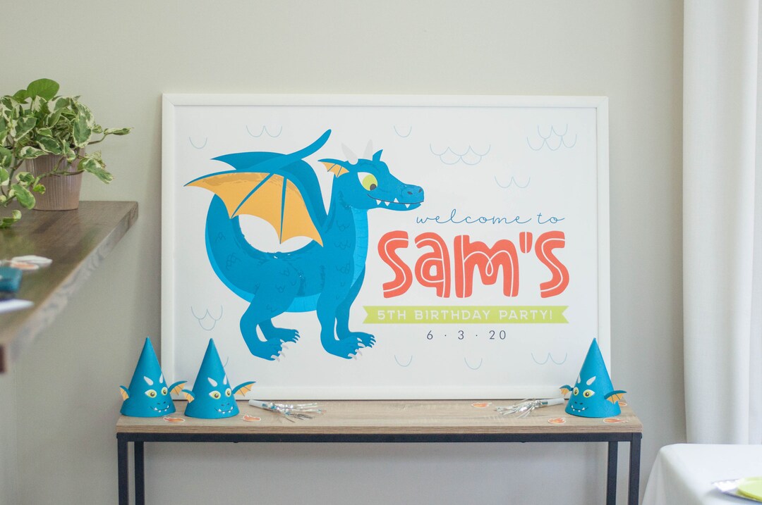 Dragon Birthday Welcome Sign - Etsy