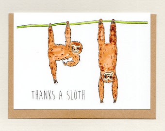 Sloth thank you card | Etsy