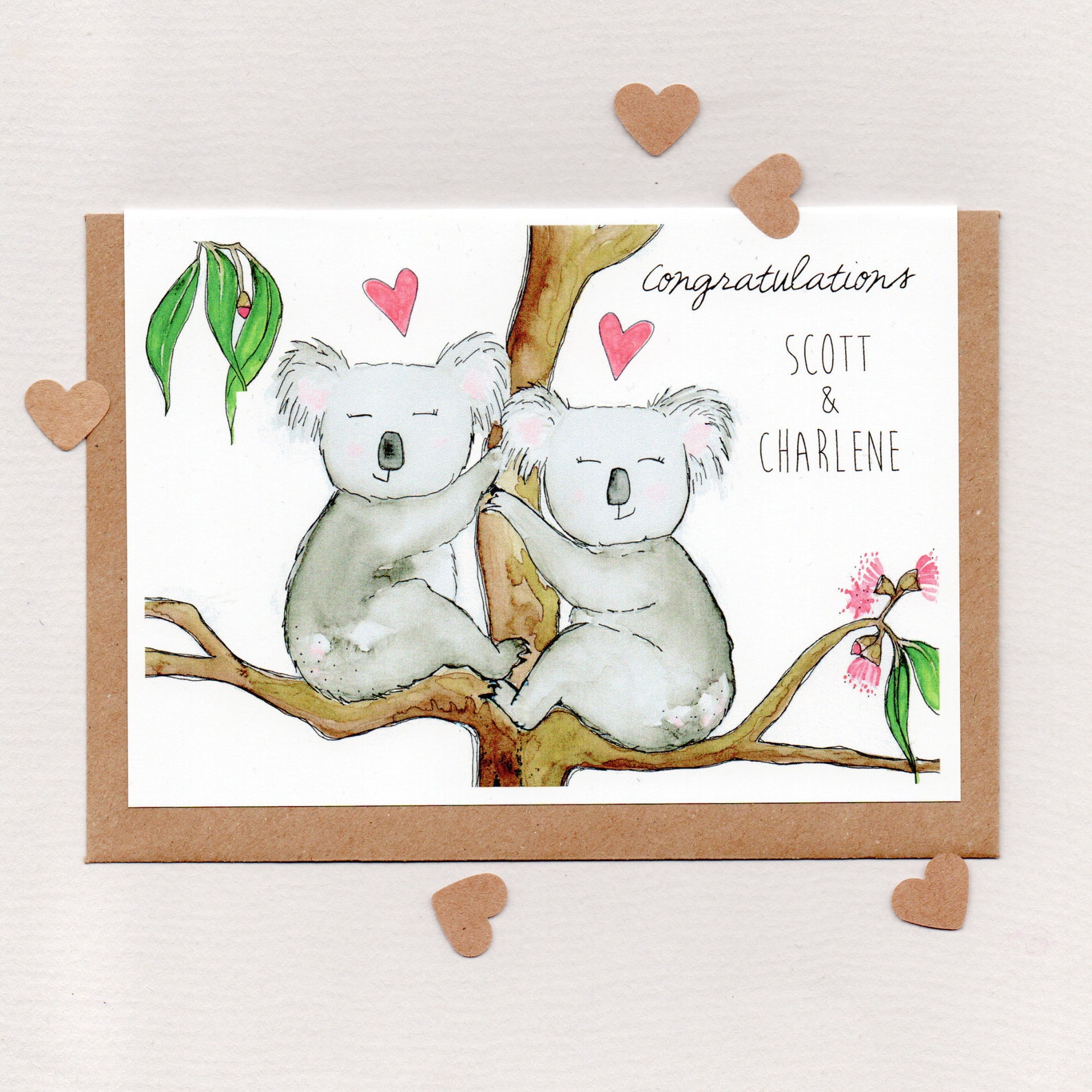 CONGRATULATIONS ??? & ??? . Personalised Greeting Card . Koala Koalas ...