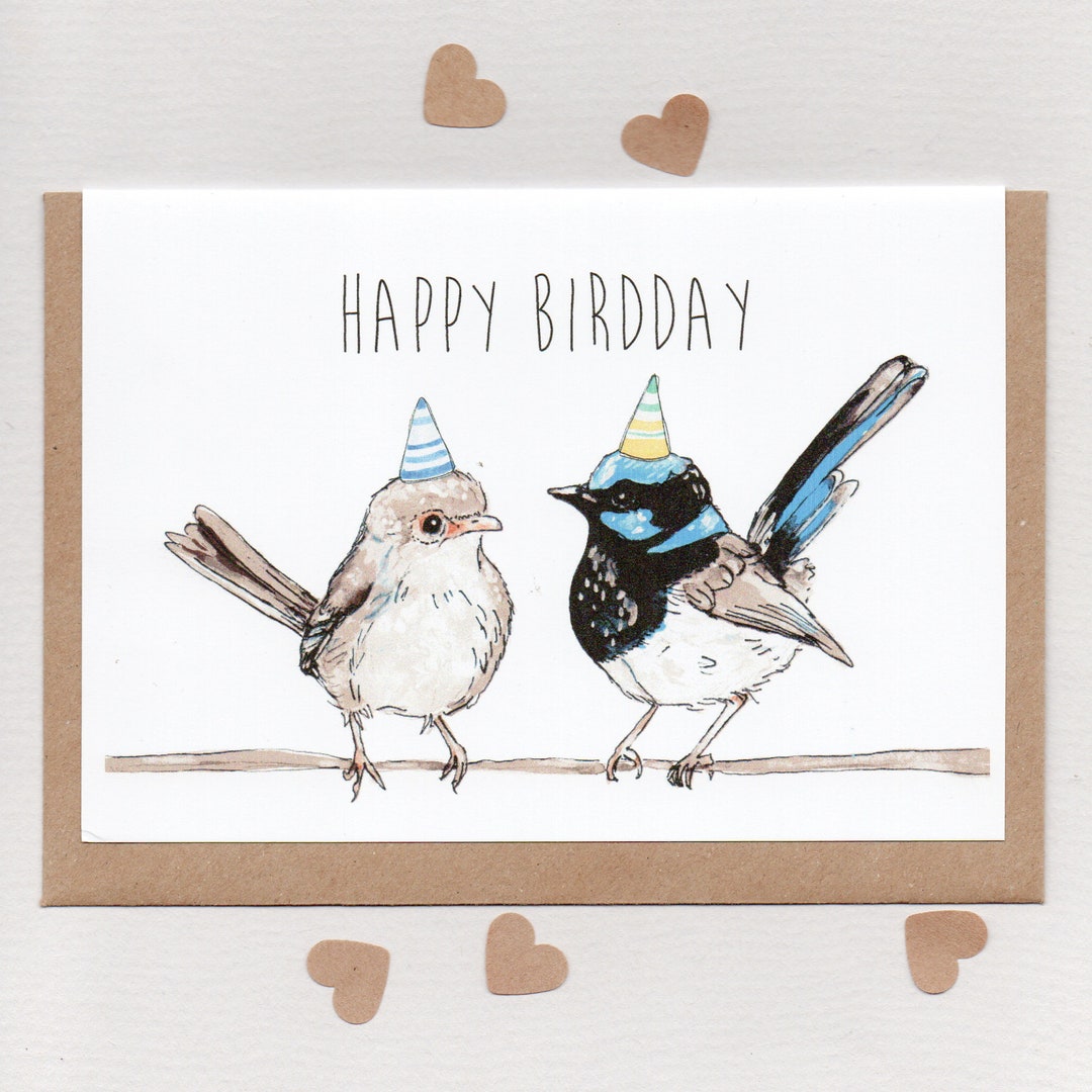 HAPPY BIRDDAY . Greeting Card . Superb Fairy Wren . Happy Birthday ...