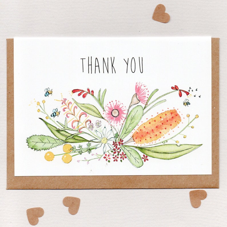 THANK YOU . Card . Native Flowers . Native Bees . Blue Banded Bees ...