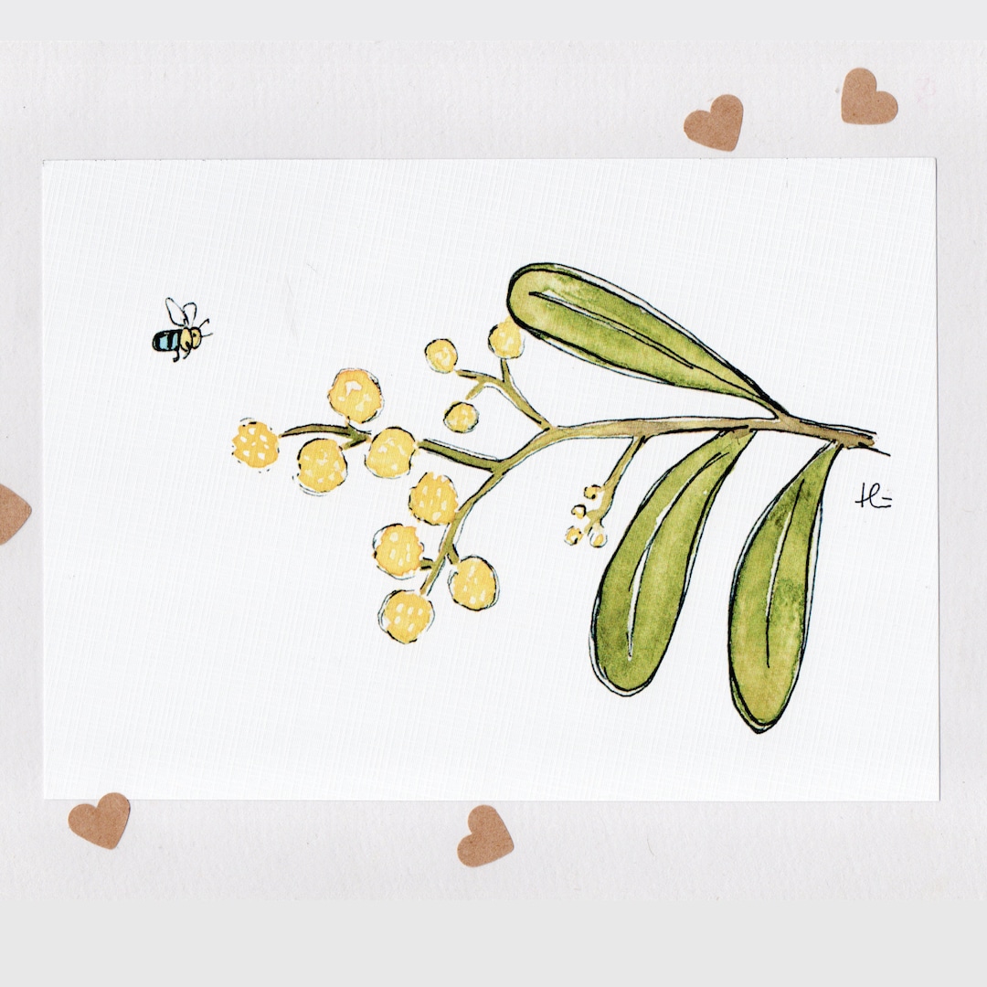 WATTLE I DO . Wattle & Blue Banded Bee . Signed Print . A3 . Unframed ...