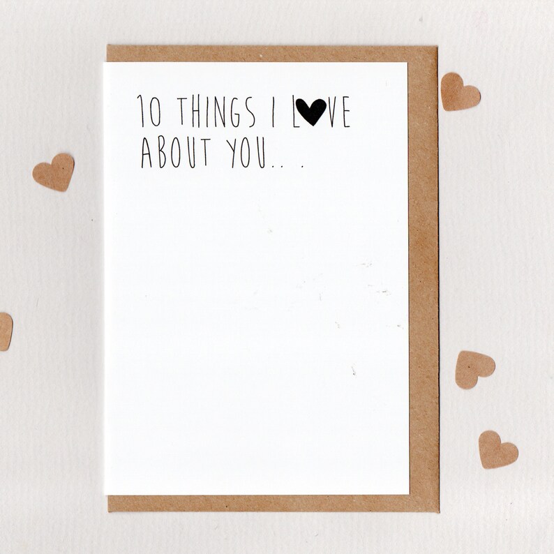 10 Things I Love About YOU . Greeting Card . Valentines Wedding Love ...