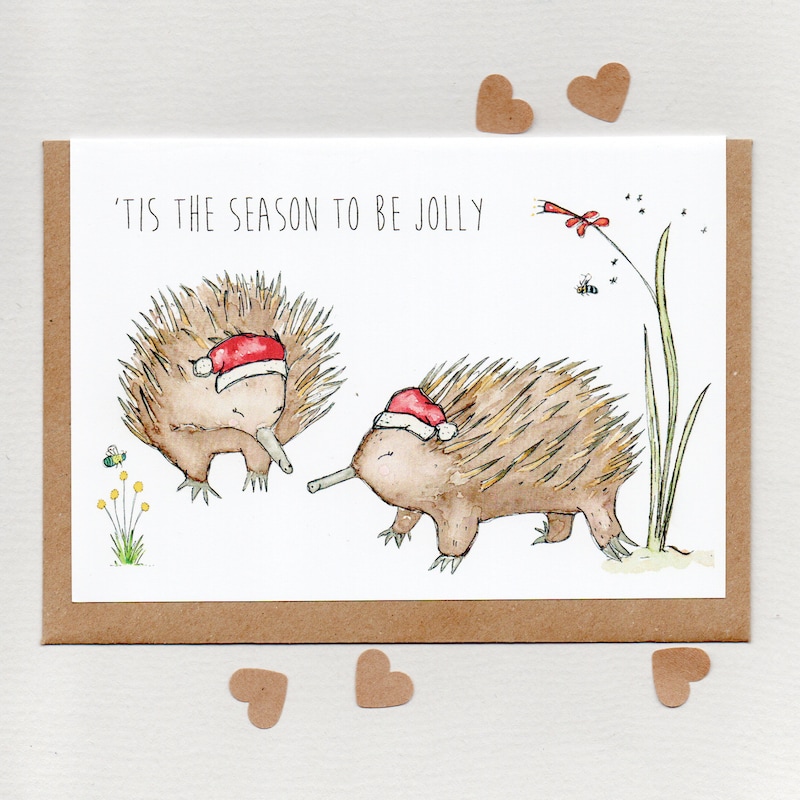 Echidna Christmas Card - Etsy
