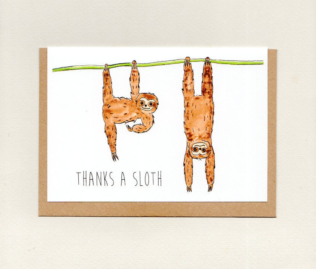 THANKS A SLOTH . Thank You Card . Sloths . Thanks . Friendship - Etsy