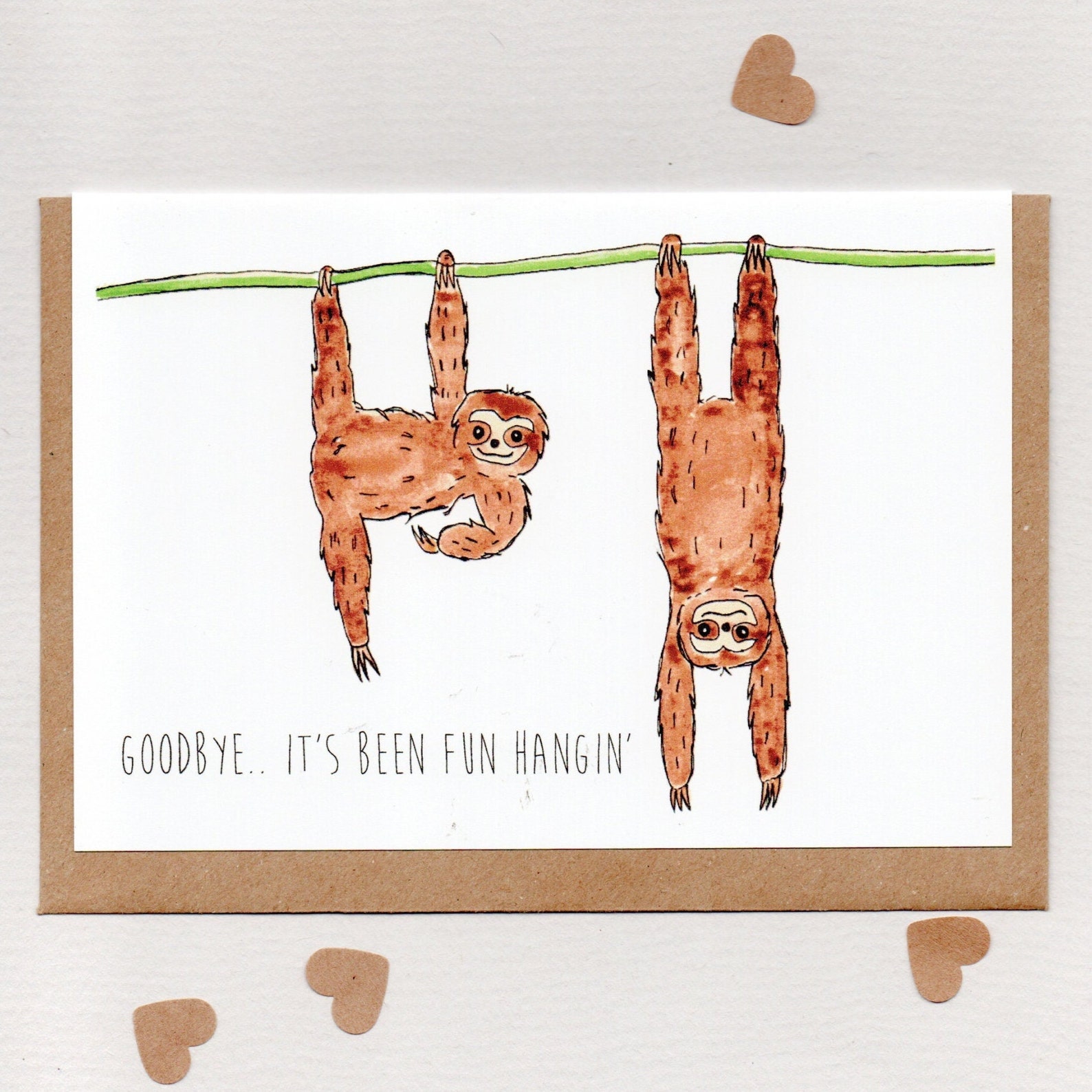 Goodbye Its Been Fun Hangin Greeting Card Sloth Farewell Bon