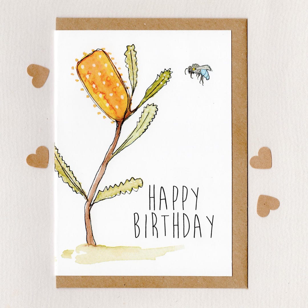 HAPPY BIRTHDAY . Australian Birthday Card . Australiana . Banksia ...