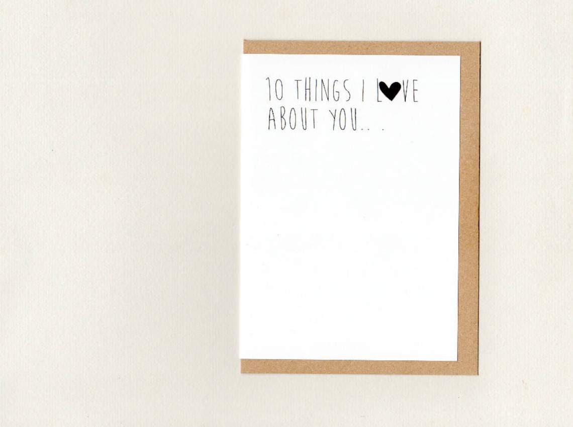 10 THiNGS I LoVE ABoUT YOU . greeting card . valentines | Etsy