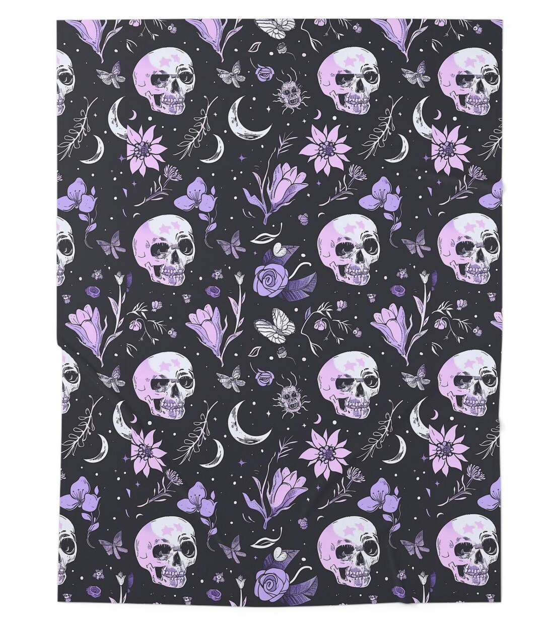 Swaddle Blanket, Pastel Goth Emo Skulls Floral Celestial Design, Baby ...