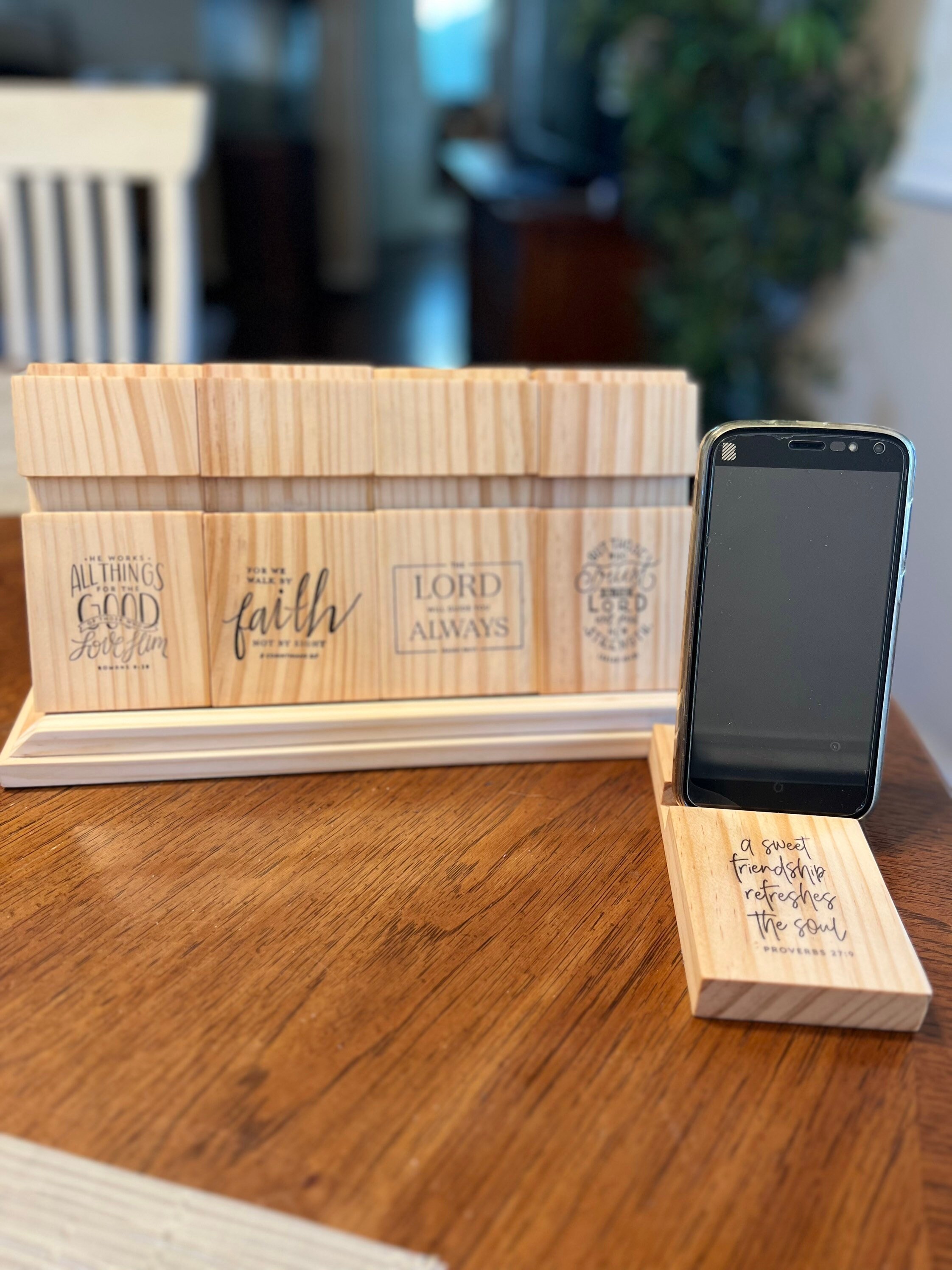 Solid Wood Cell Phone Stand / iPad Stand/ Scripture Bible Verse ...
