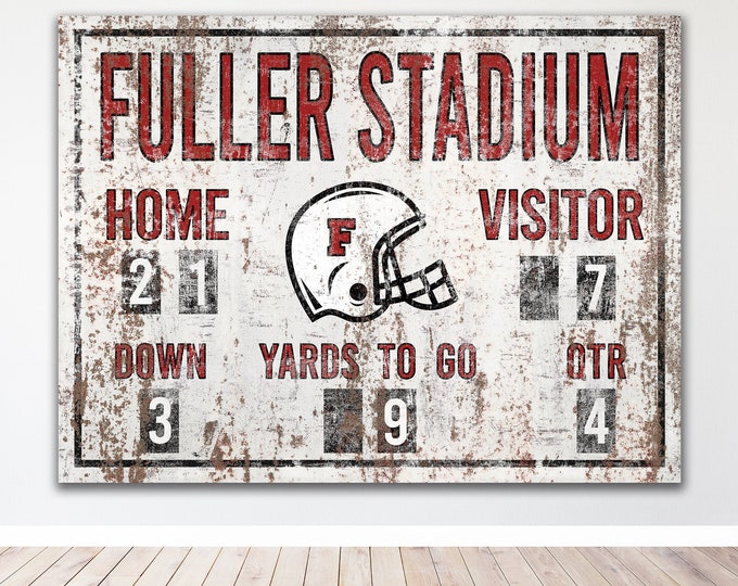 Custom Football Scoreboard Sign Vintage Distressed Rustic Canvas ...