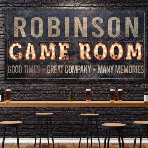 Game Room Wood Sign Custom Family Name Sign Poker Darts - Etsy