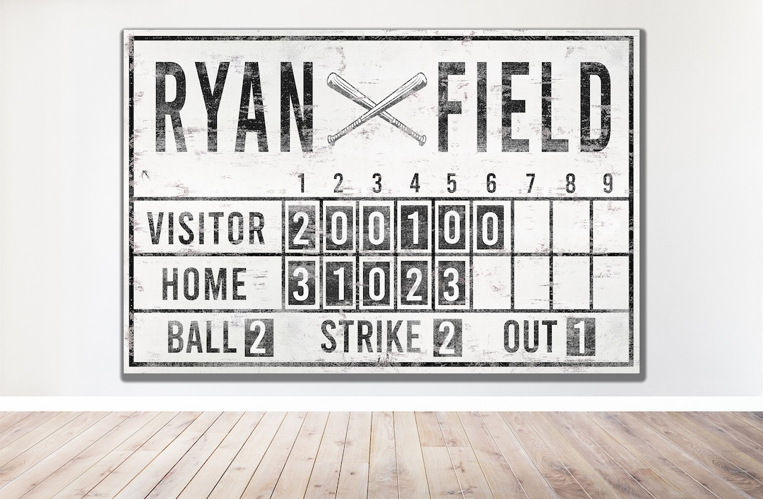 Custom Baseball Scoreboard Sign Vintage Game Room Decor Man Cave Decor ...
