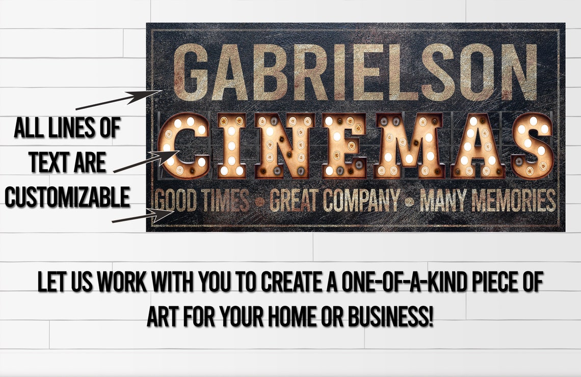 Personalized Cinema Sign Media Room Decor Movie Room Sign - Etsy