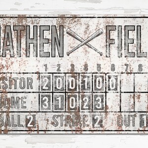 Custom Baseball Scoreboard Sign, Personalized Canvas Print, Boy's Room ...