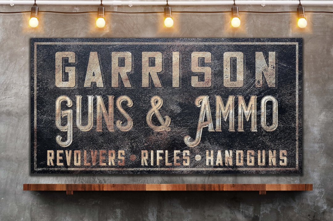 Custom Guns and Ammo Sign, Gun Shop, Man Cave, Whiskey Bar, Sports Bar ...