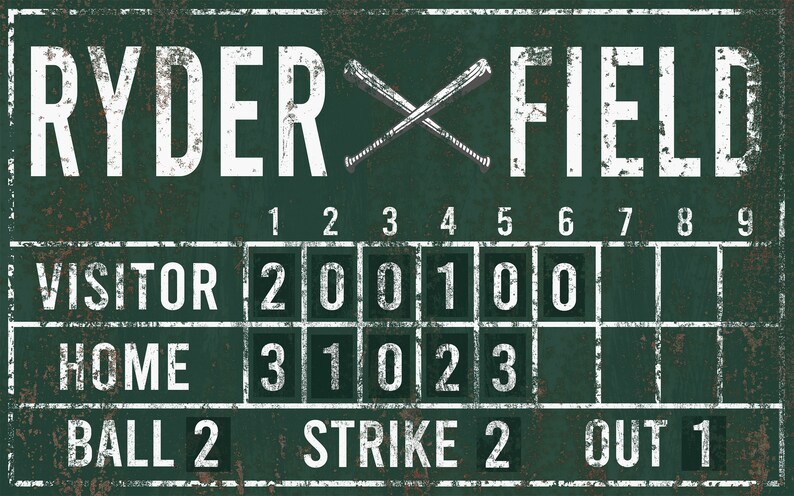 Custom Baseball Scoreboard Sign Vintage Game Room Decor Man Cave Decor ...