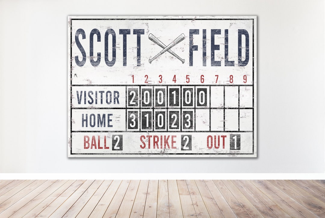 Custom Baseball Scoreboard Sign Vintage Game Room Decor Man Cave Decor ...