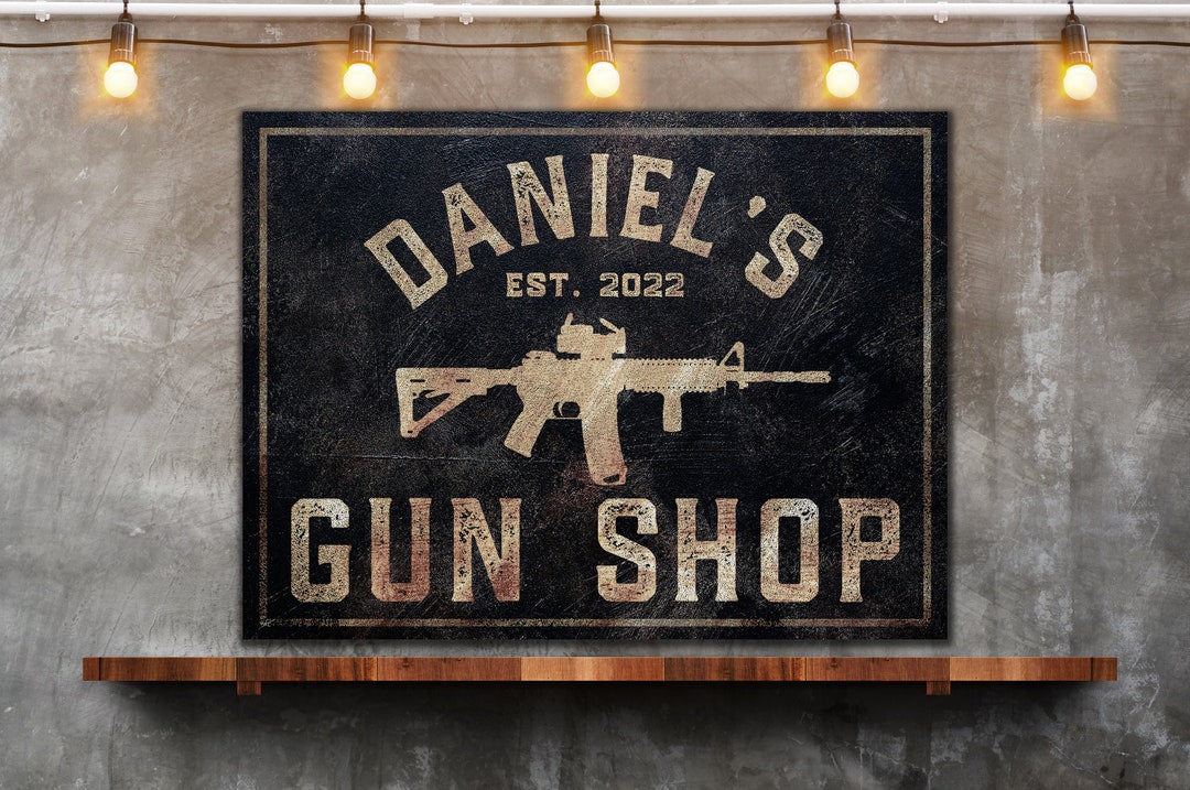 Custom Gun Shop Sign, Guns and Ammo, Man Cave, Whiskey Bar, Sports Bar ...