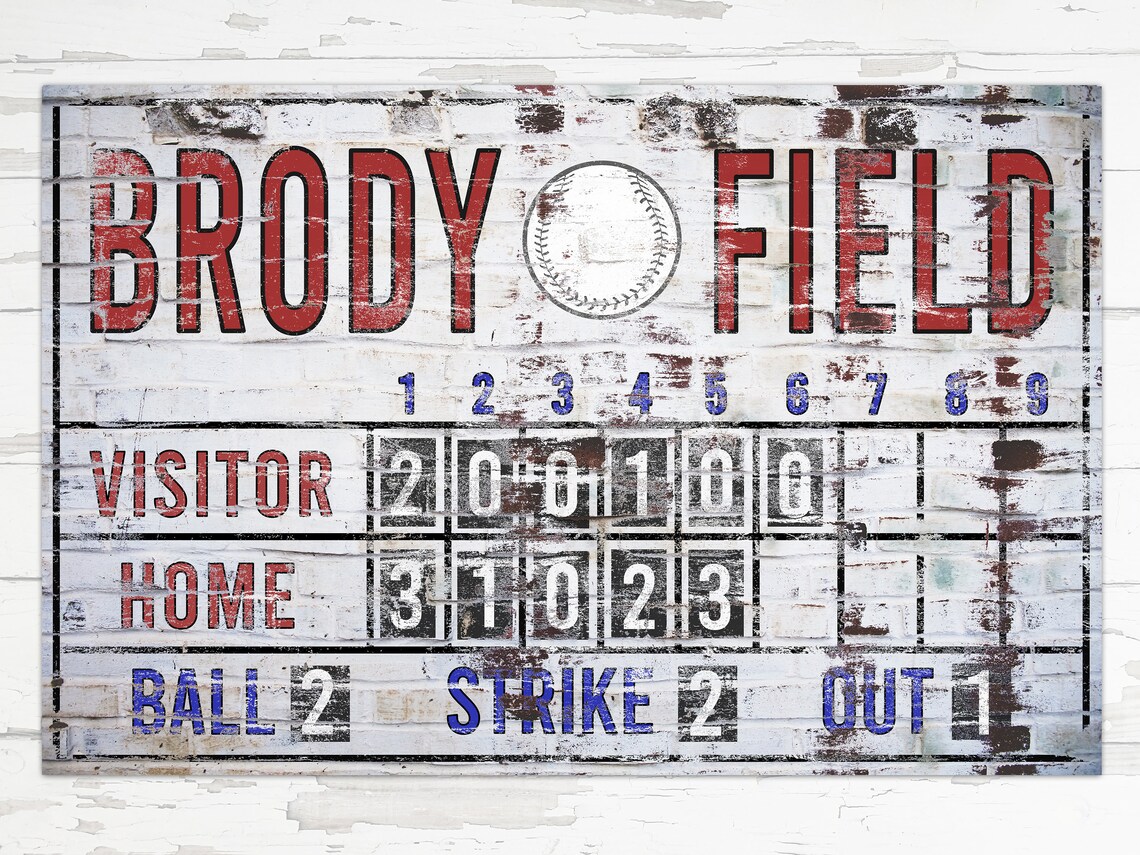 Custom Baseball Scoreboard Sign Vintage Sports Bar Canvas - Etsy