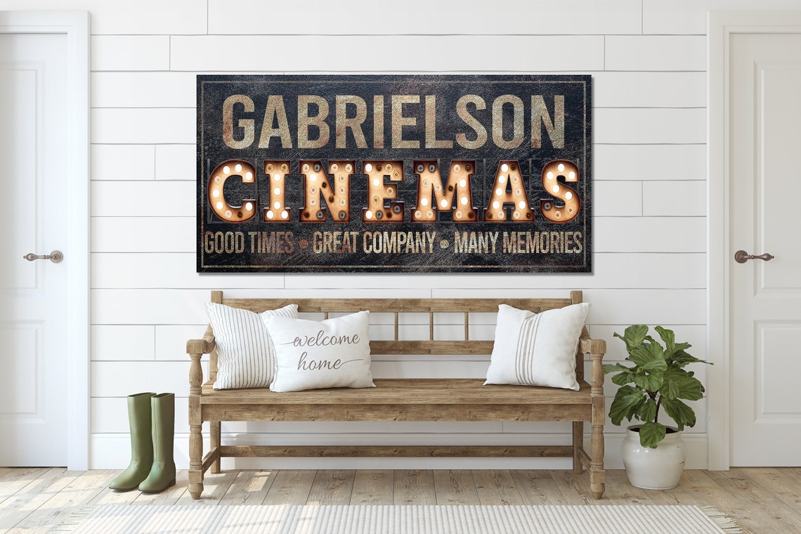 Personalized Cinema Sign Media Room Decor Movie Room Sign - Etsy