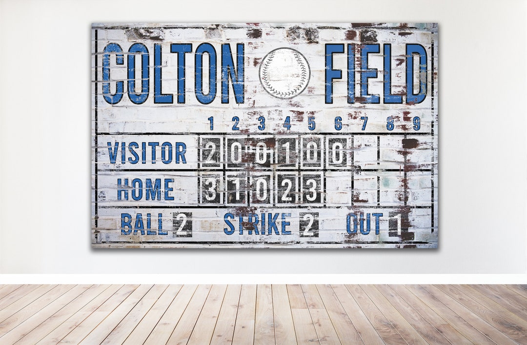 Custom Baseball Scoreboard Sign Vintage Custom Canvas Man Cave Game ...