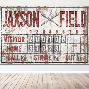 Custom Baseball Scoreboard Sign Vintage Boy's Room Decor Canvas Game ...
