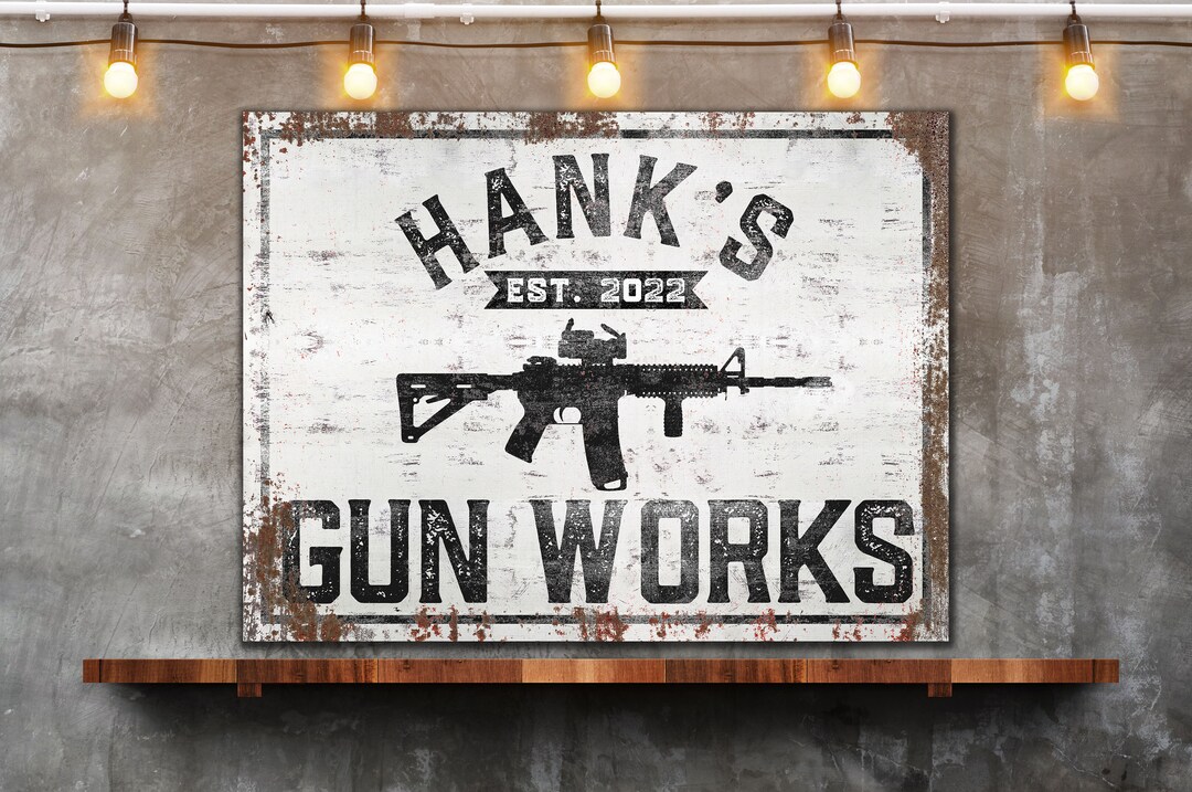 Custom Guns and Ammo Sign, Gun Shop, Man Cave, Whiskey Bar, Sports Bar ...