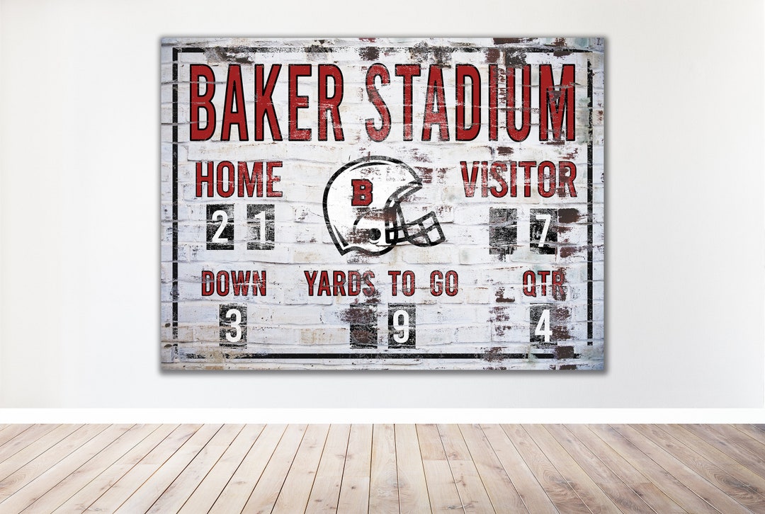 Custom Football Scoreboard Sign Sports Sign Rustic Canvas Man Cave Kids ...