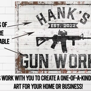 Custom Guns and Ammo Sign, Gun Shop, Man Cave, Whiskey Bar, Sports Bar ...