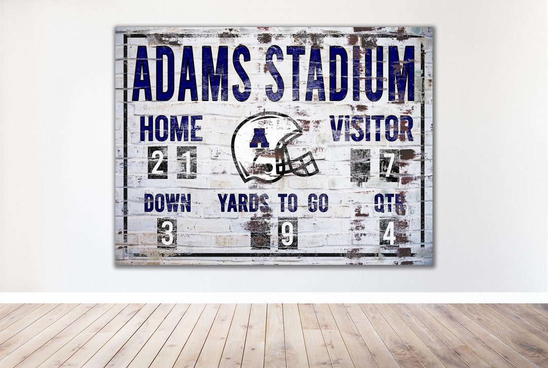 Custom Football Scoreboard Sign Vintage Distressed Rustic Canvas ...