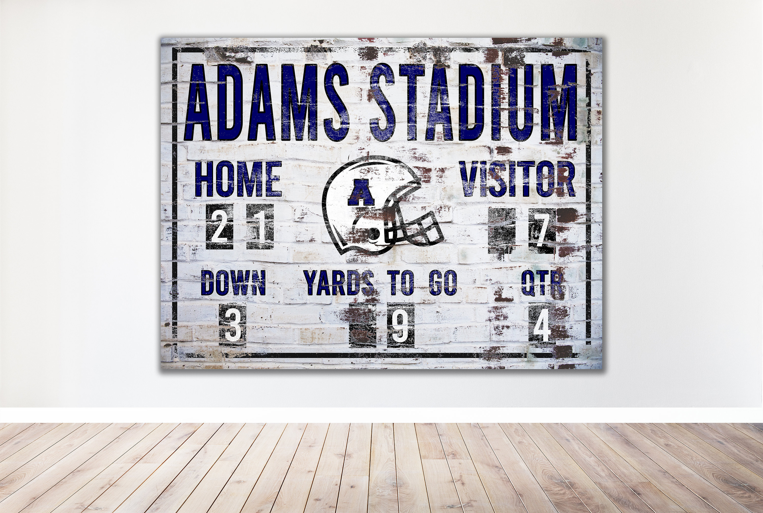 Custom Football Scoreboard Sign Vintage Distressed Rustic Canvas ...