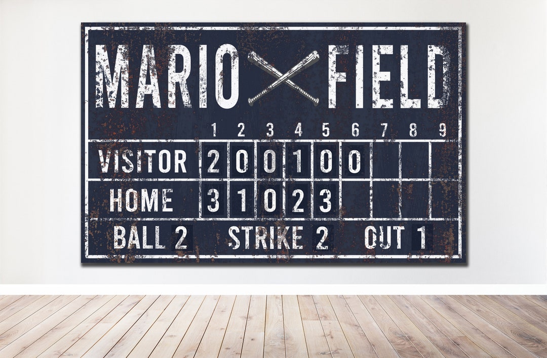 Custom Baseball Scoreboard Sign Vintage Game Room Decor Man Cave Decor ...