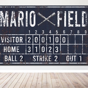 Custom Baseball Scoreboard Sign Vintage Game Room Decor Man Cave Decor ...