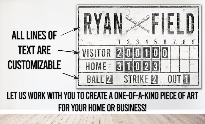 Custom Baseball Scoreboard Sign Vintage Gam Room Decor Man - Etsy