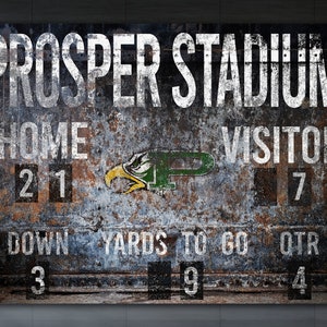 Custom Football Scoreboard Sign Vintage Distressed Rustic Canvas ...