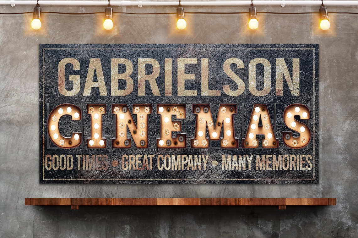Personalized Cinema Sign Media Room Decor Movie Room Sign - Etsy